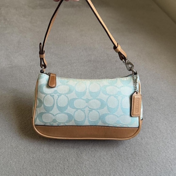 Coach | Bags | Coach Sky Blue And Tan Shoulder Bag | Poshmark
